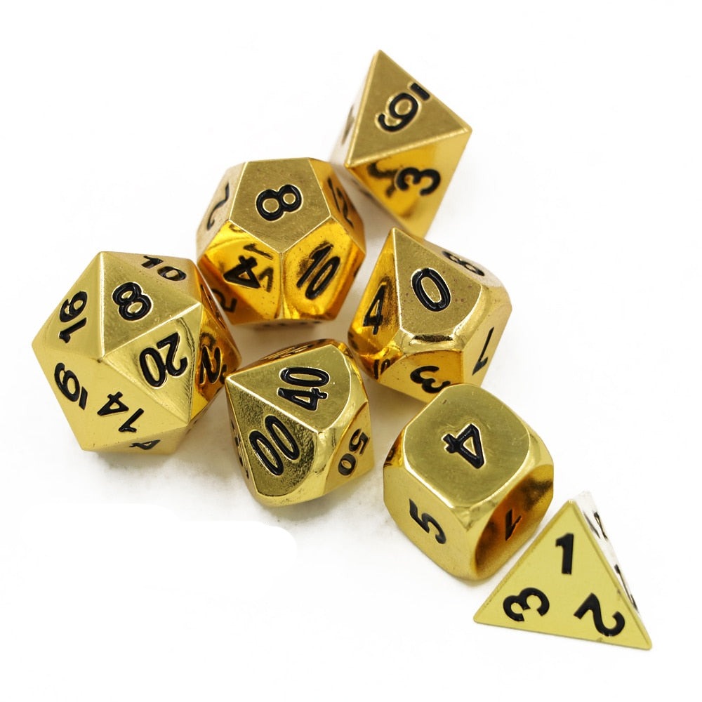 Gold Plated Metal Dice Set - Polyhedral Dice – Battling Blades