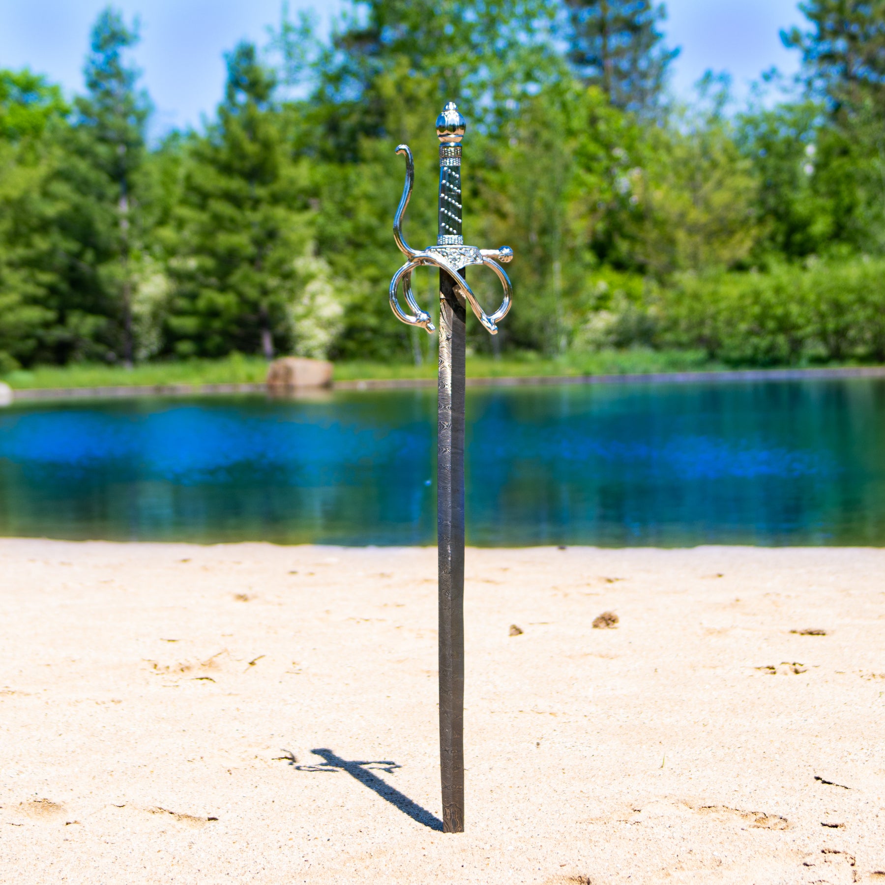 Backsword - Cavalry Sword- High Carbon Damascus Steel Sword - 36 ...