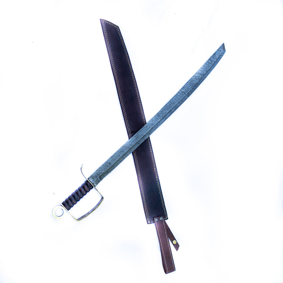 Backsword - High Carbon Damascus Steel Sword-36" Battle Ready ...